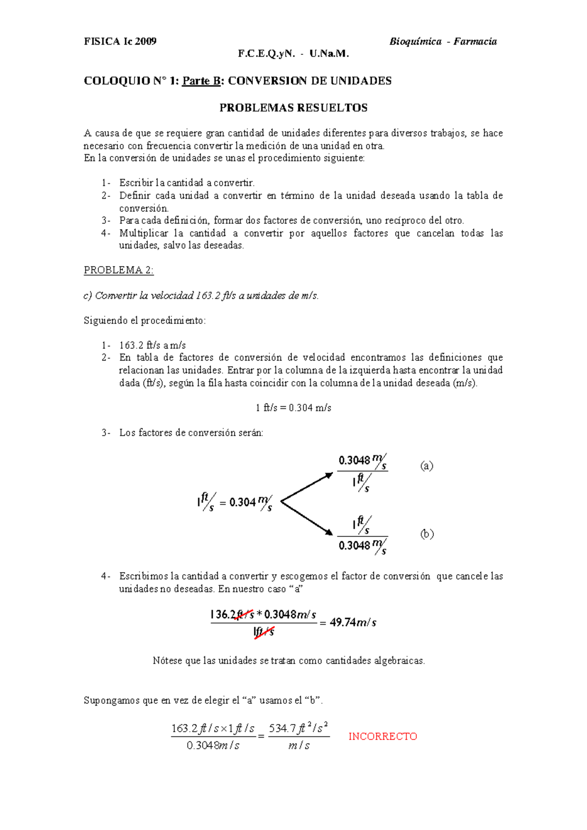 Ejercicios resueltos conversiones - F.C.E.Q. - U.Na. COLOQUIO N° 1: Parte B: CONVERSION DE ...