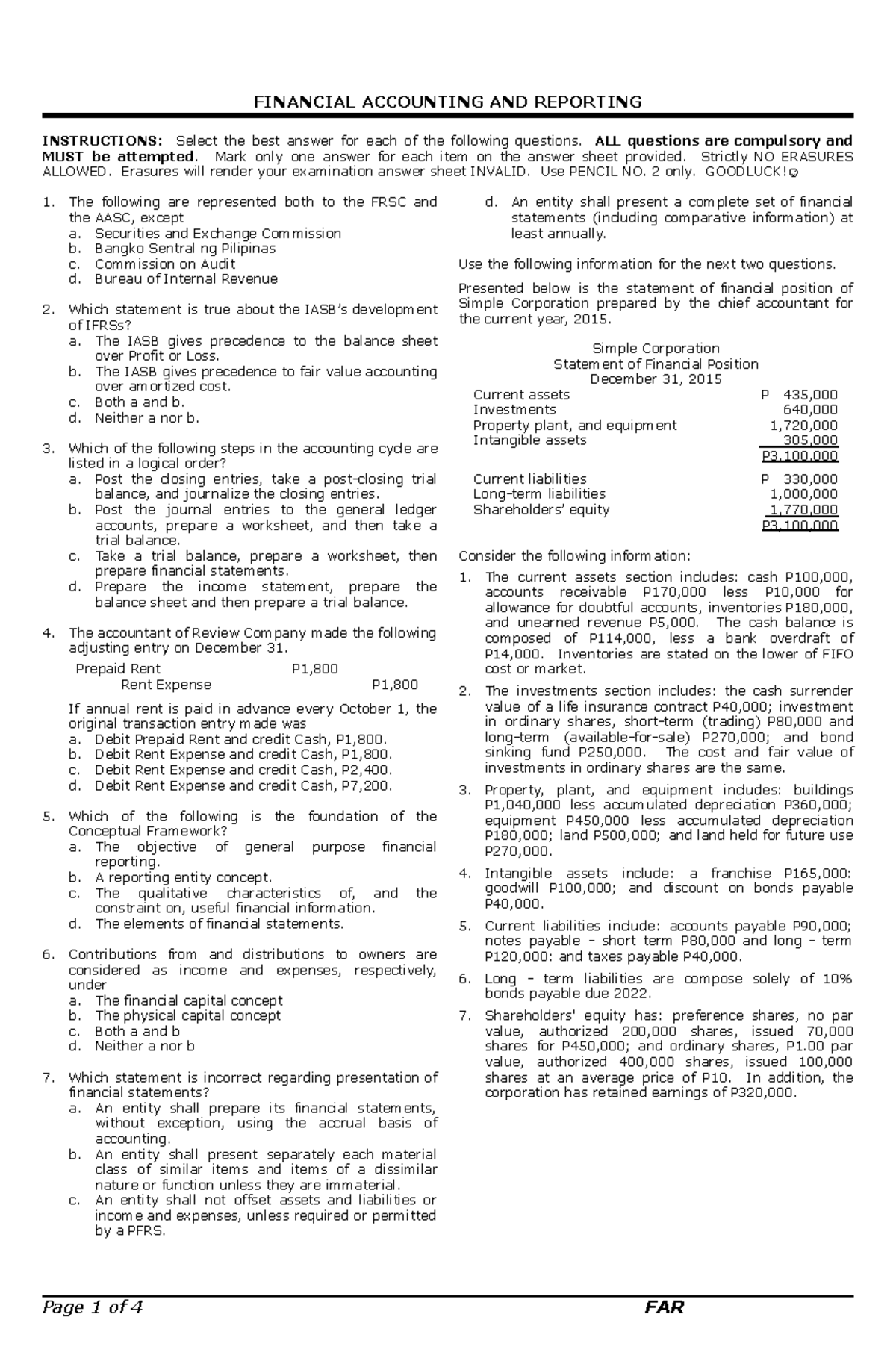 Bsa 3 Final Exam Financial Accounting Reporting Questions Studocu