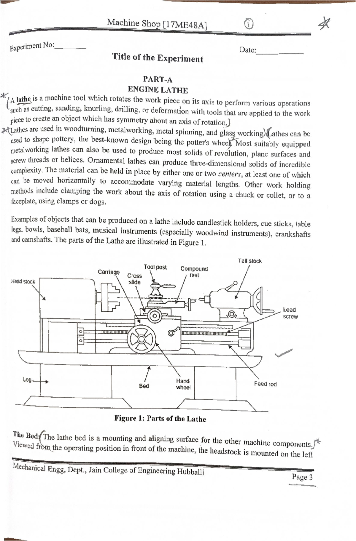 MSM Journal: Engine Lathe Operations and Techniques - Studocu