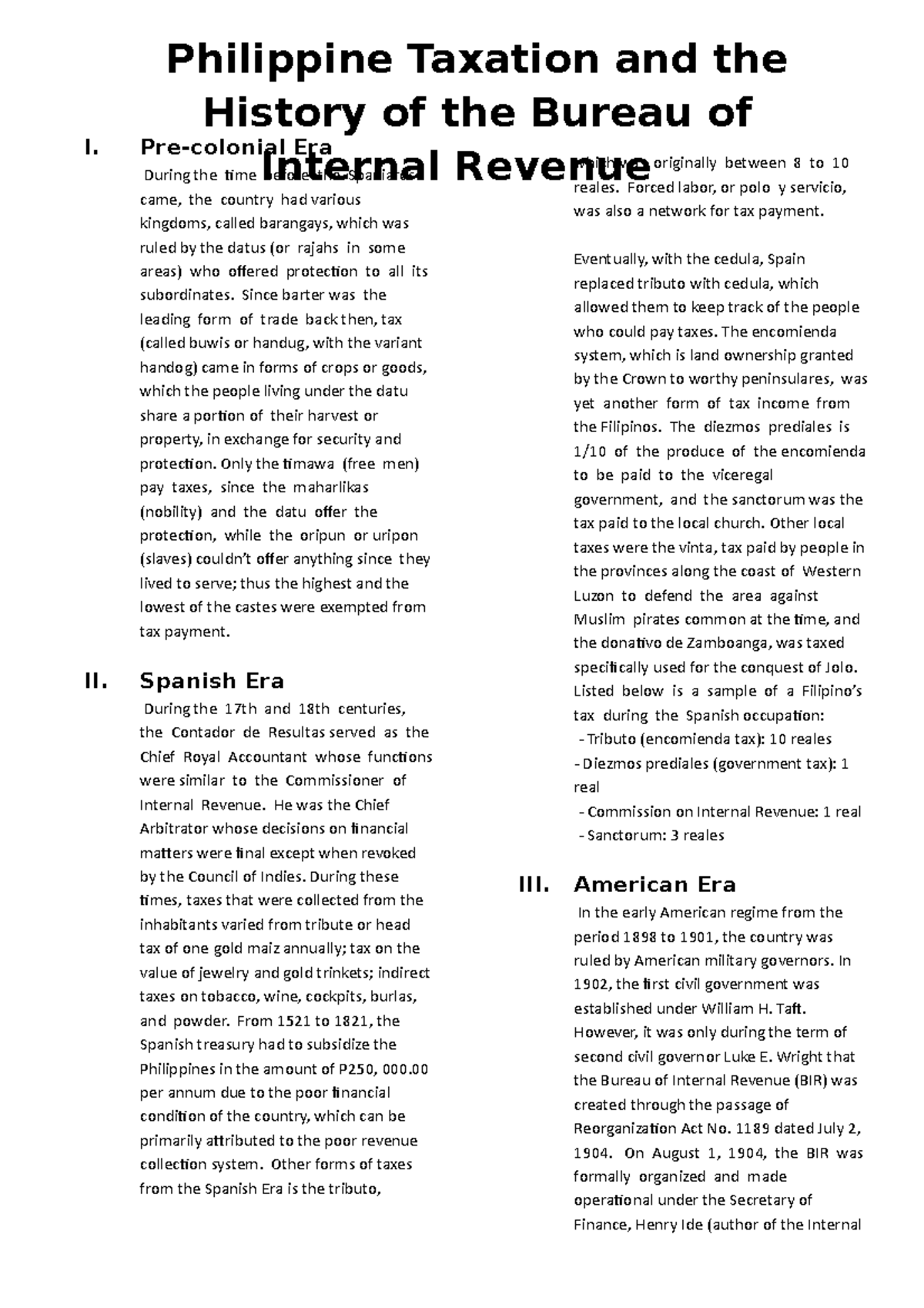 BAPS- History of Taxation in the Philippines: From Pre-colonial to ...