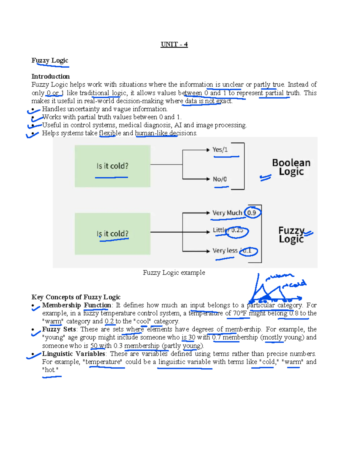 Unit 4: Introduction to Fuzzy Logic and Its Applications - Studocu