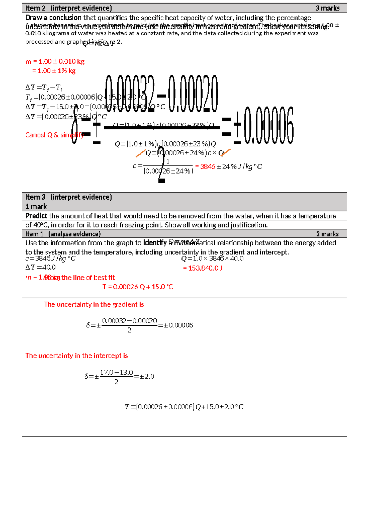 Practice Data Set 3 (1): Specific Heat Capacity of Water Analysis - Studocu