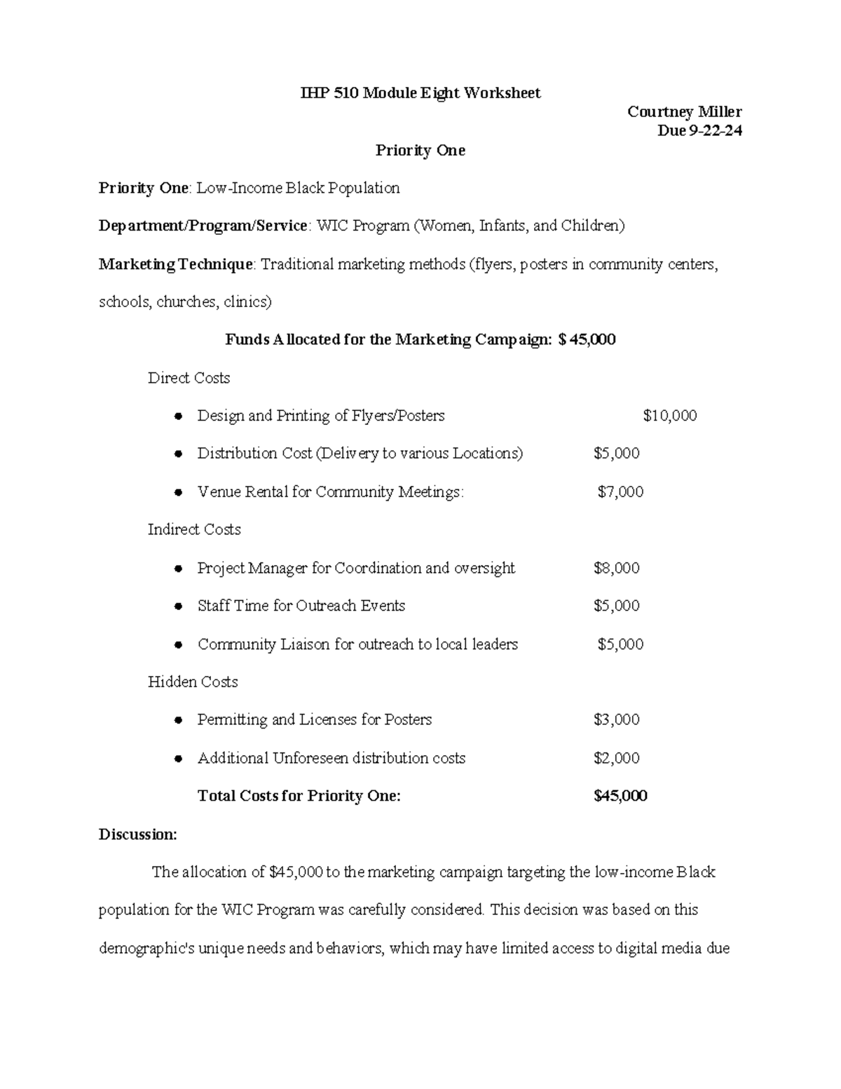 IHP 510 Module Eight Worksheet due 9-22-24 - IHP 510 Module Eight ...