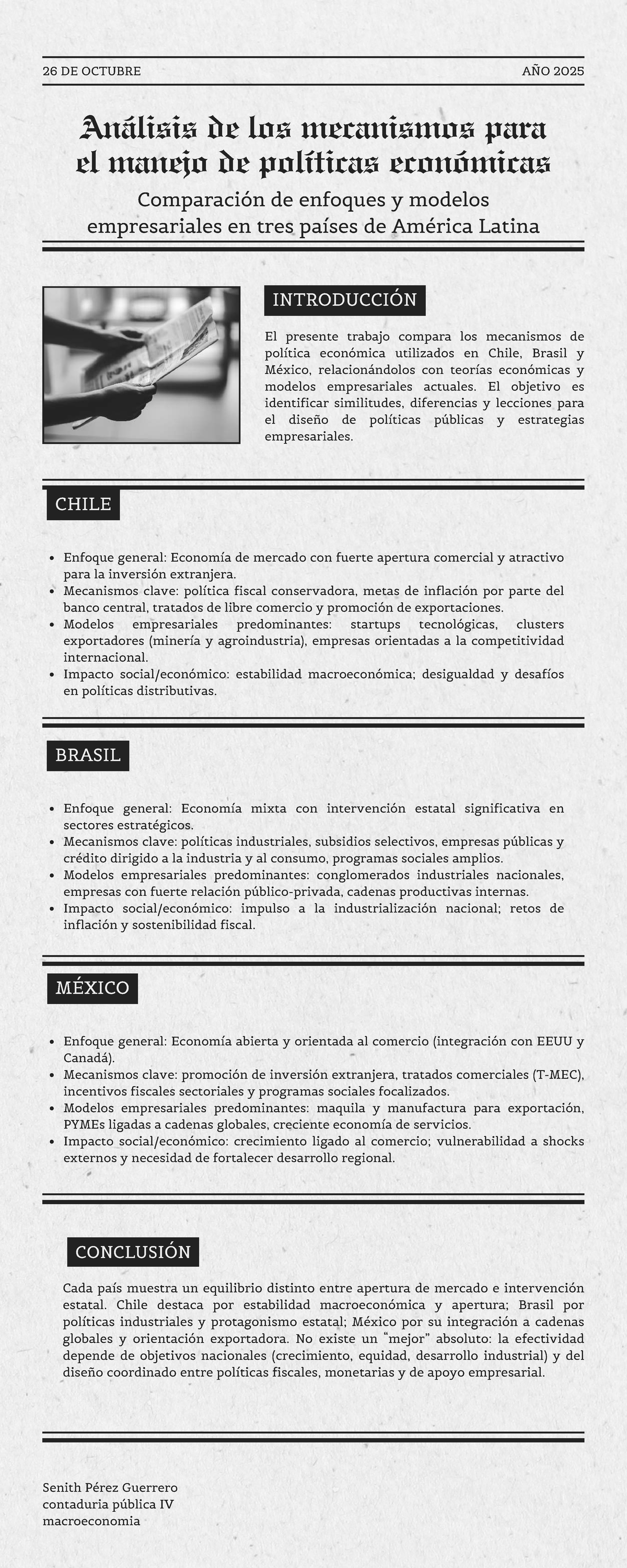 Análisis de Políticas Económicas en América Latina: Chile, Brasil y ...