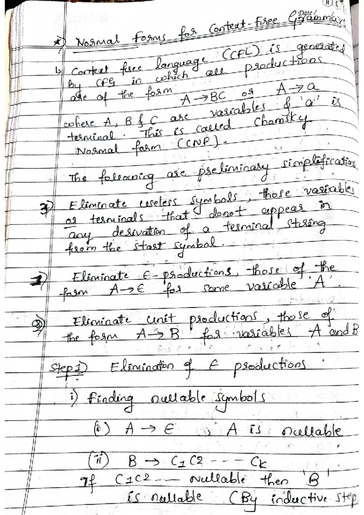 Module 4 - Chomsky Normal Form and Context-Free Languages - Studocu