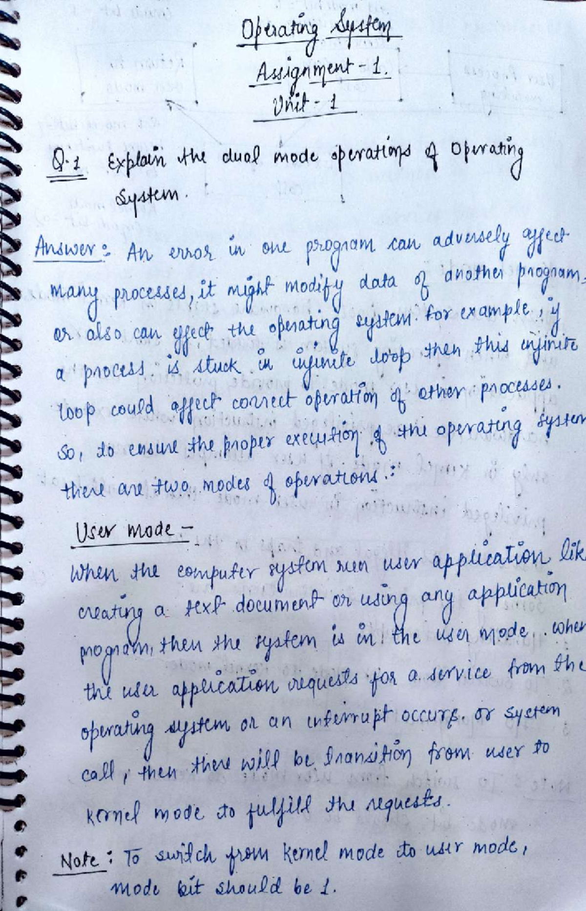 OS Assignment 1 CRN-41: Understanding Dual Mode Operation in Systems ...