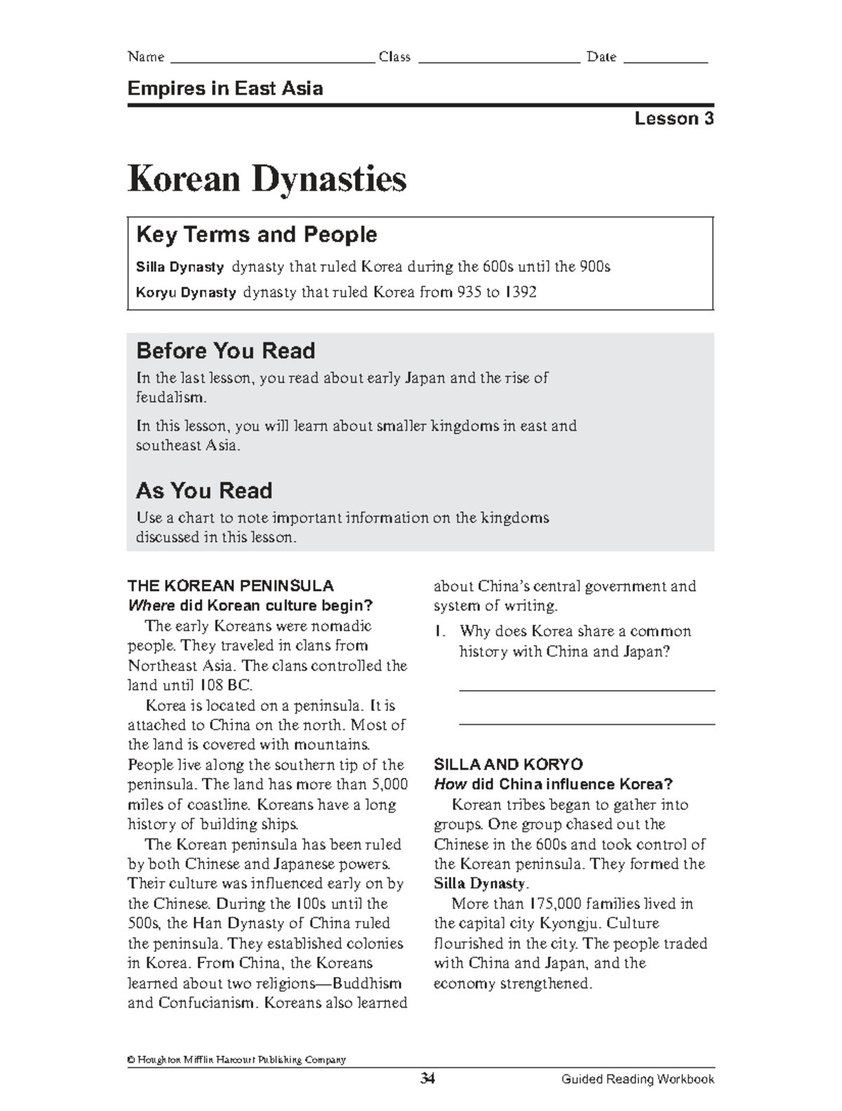 East Asian Empires: Lesson 3 on Silla & Koryu Dynasties - Studocu