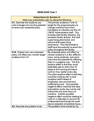 D079 Task 2 - Task 2 - D079 TASK 2 -Logistics & Operations/Change ...
