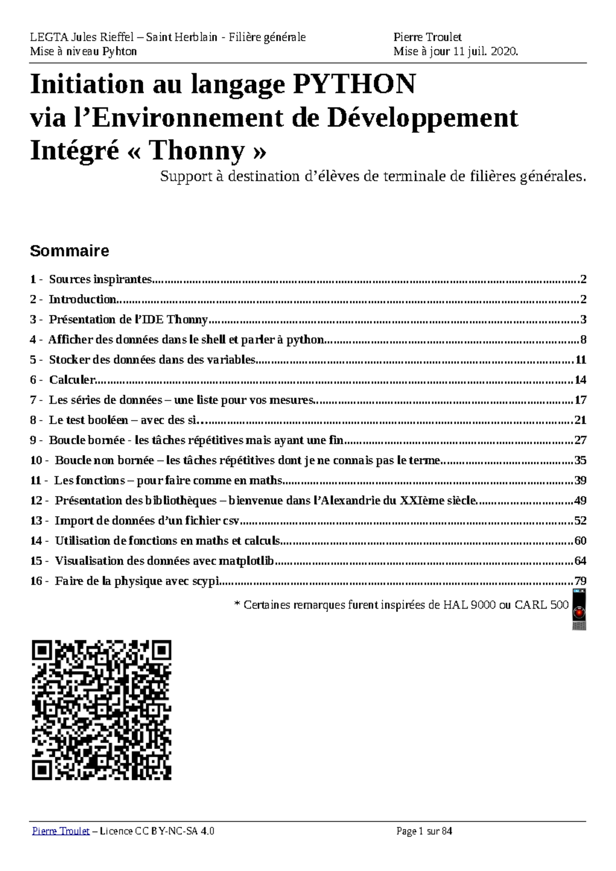 Cours initiation PYTHON : Guide complet pour élèves de terminale - Studocu