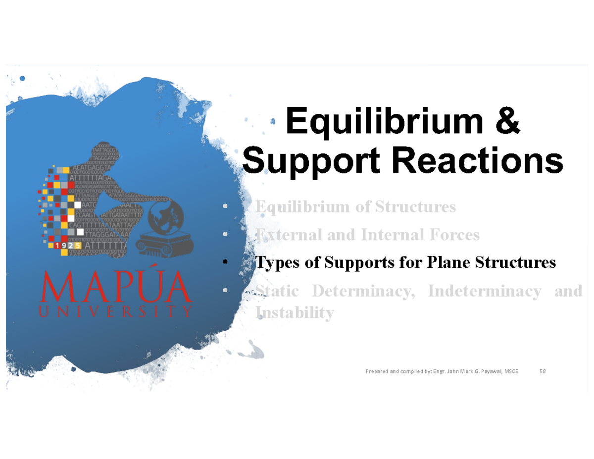 Module 1- Week 2 Slides 58 to 105 (Advance copy) - Equilibrium of Structures External and ...