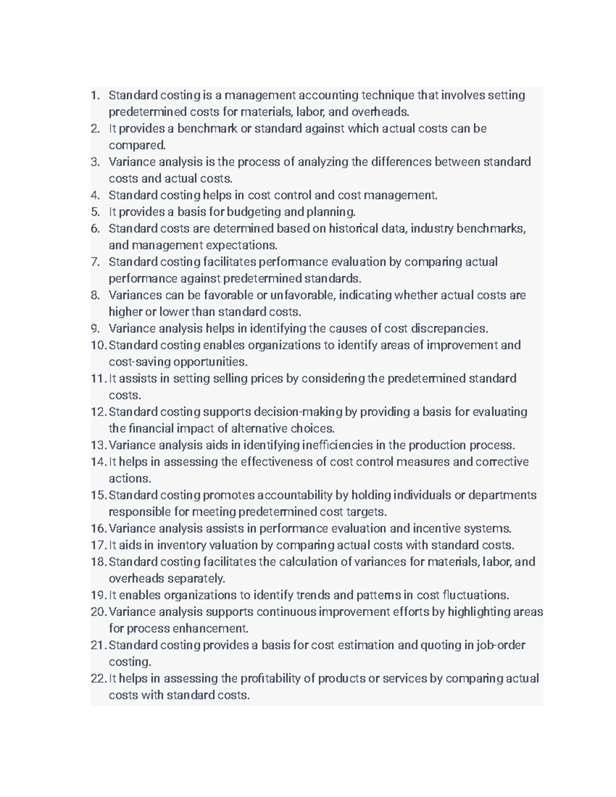 Standard Costing & Variance Analysis Notes: Key Concepts Explained ...