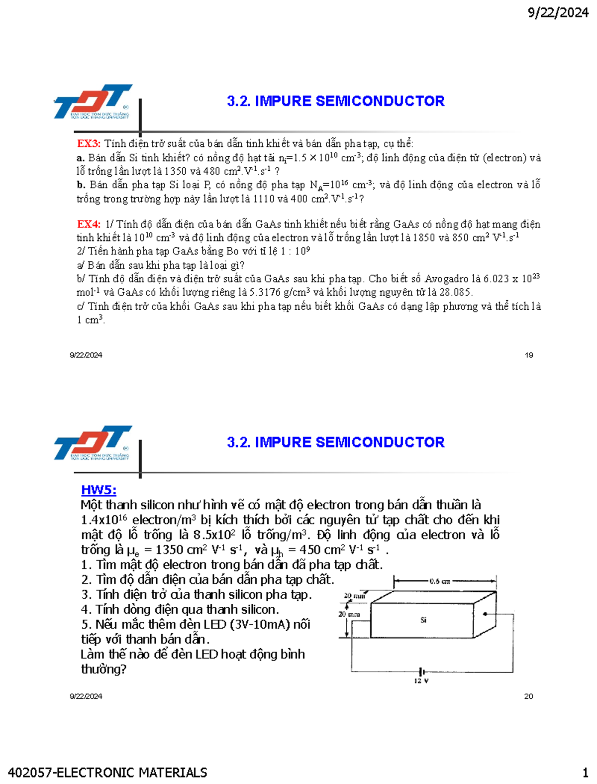 B4 Chapter 2 - Impure Semiconductors & Electrical Properties - Studocu