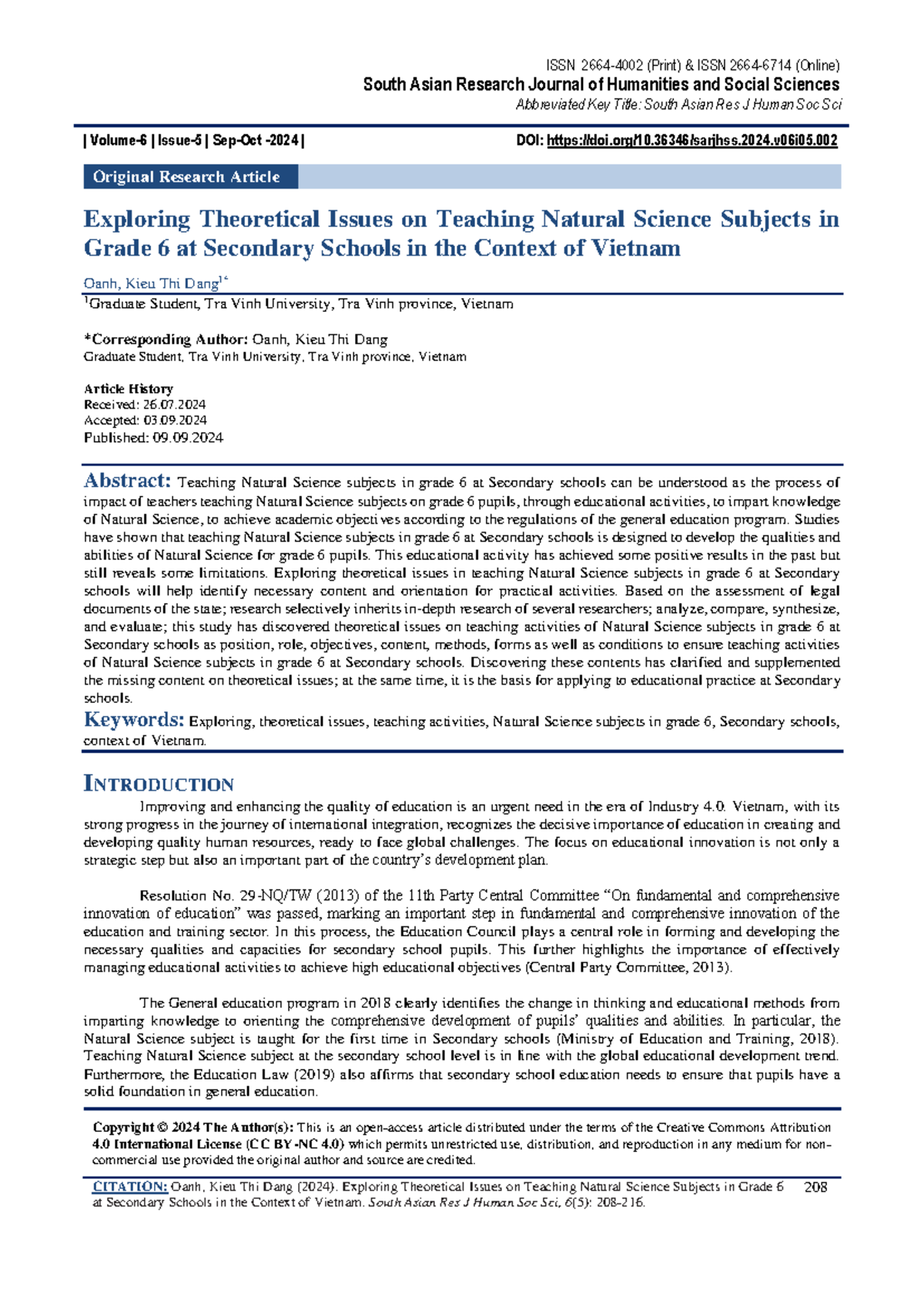 Exploring Theoretical Issues in Teaching Natural Science (Grade 6 ...