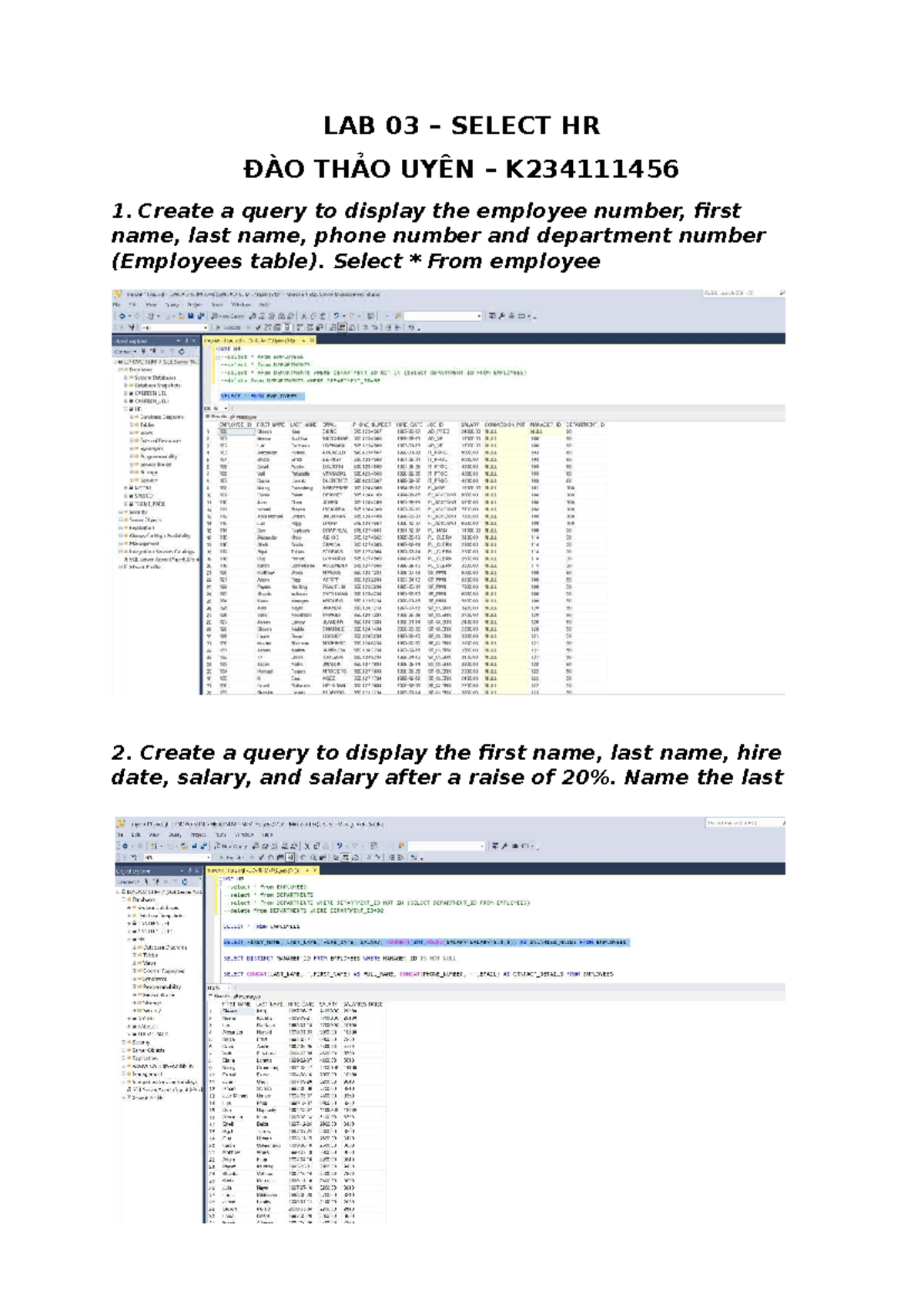 LAB 03 - SQL Queries for Employee Data Analysis - Studocu