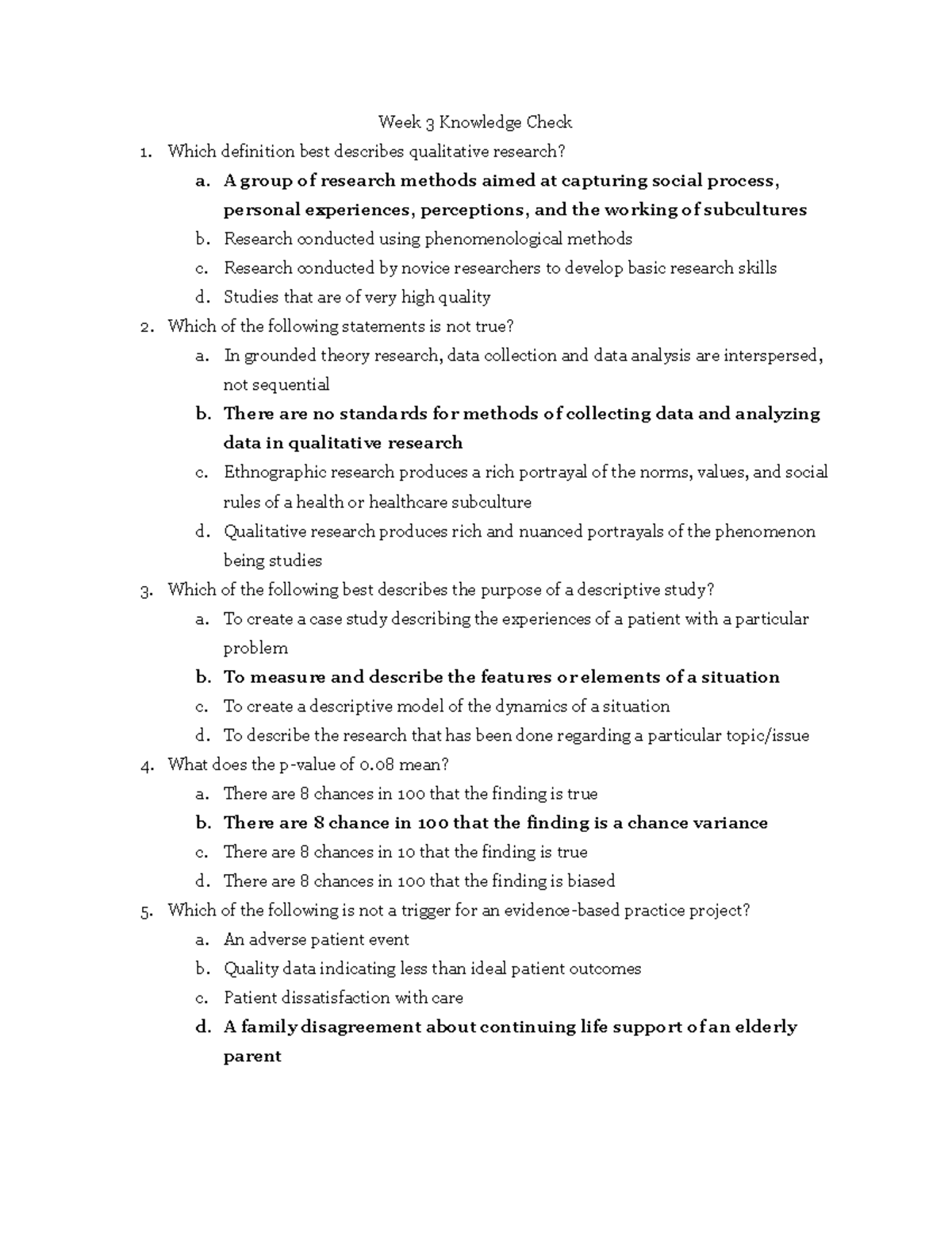 N350 Week 3 Knowledge Check: Qualitative Research Insights - Studocu