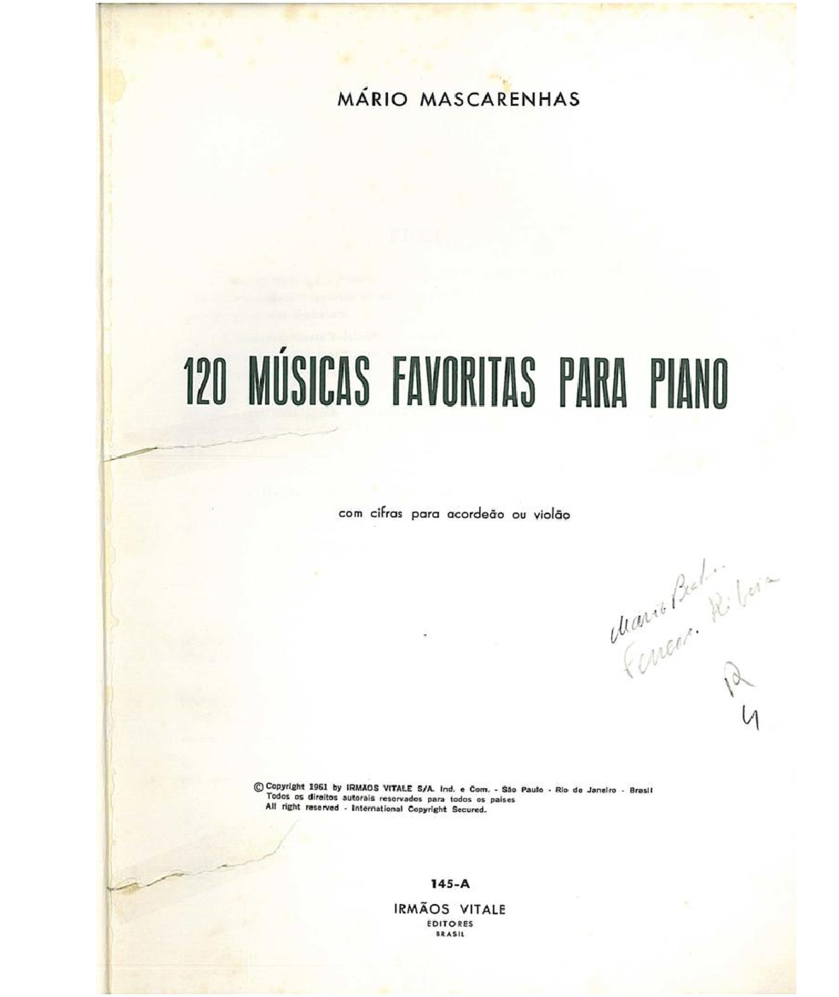 MÁRIO MASCARENHAS: 120 MÚSICAS FAVORITAS PARA PIANO e ACOMPANHAMENTO ...