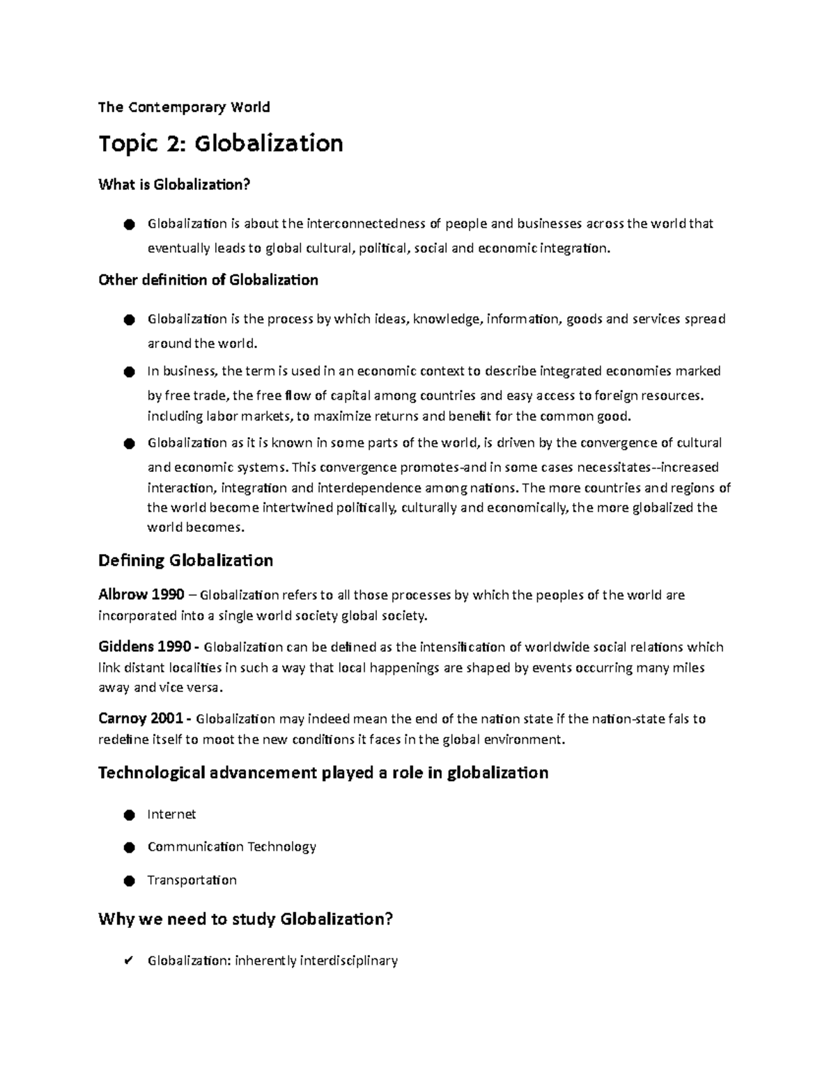 Contemporary World: Globalization Insights and International ...