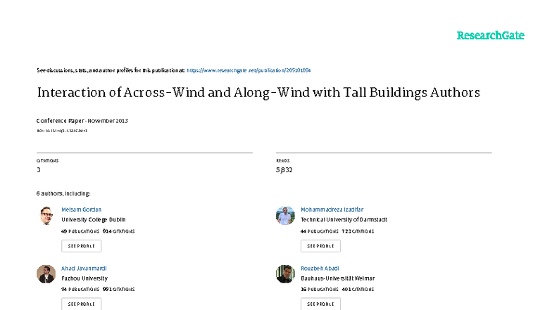 Interaction of Wind Effects on Tall Buildings: A Review - Studocu