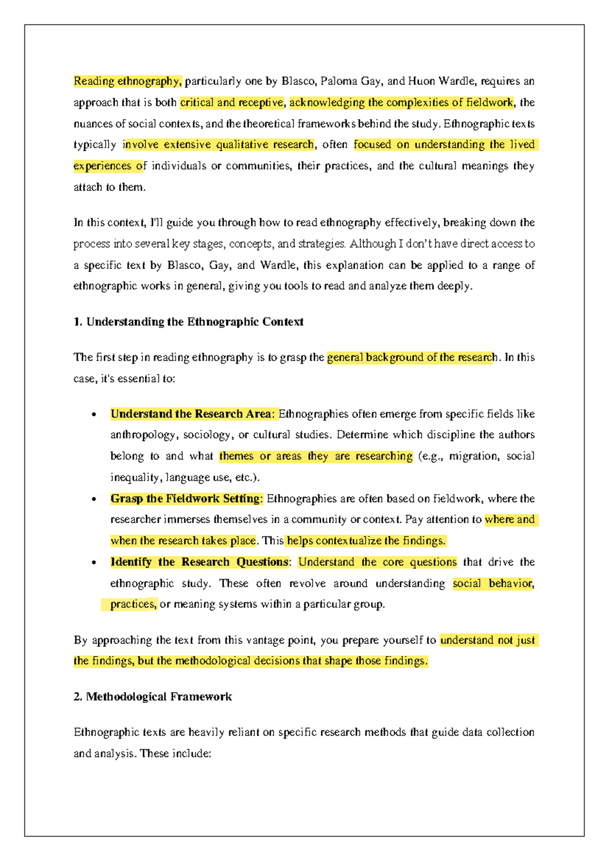 Effective Strategies for Reading Ethnography: Blasco, Gay & Wardle ...
