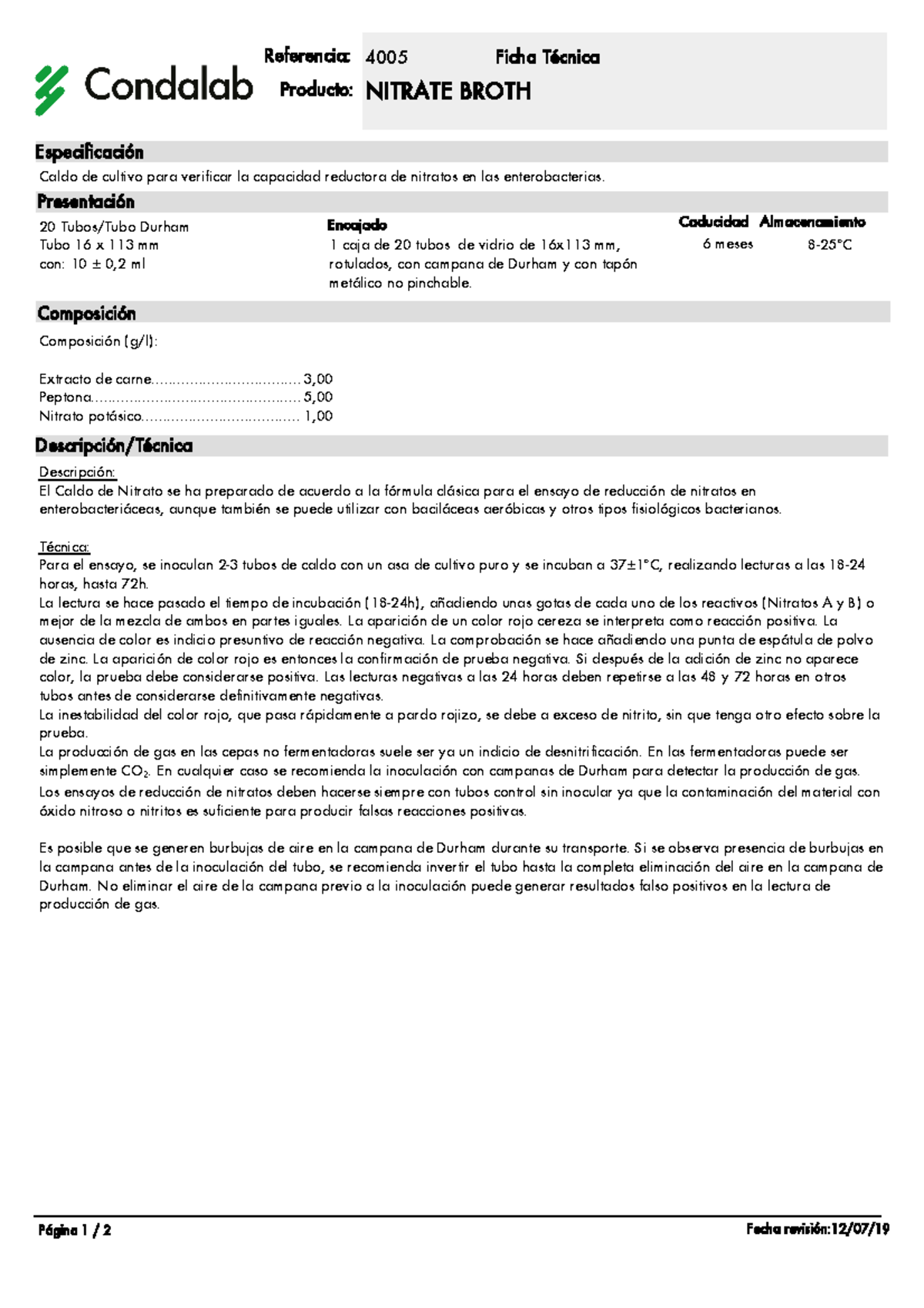 4005 es 1 - Documento para hacer resumen - NITRATE BROTH Referencia ...