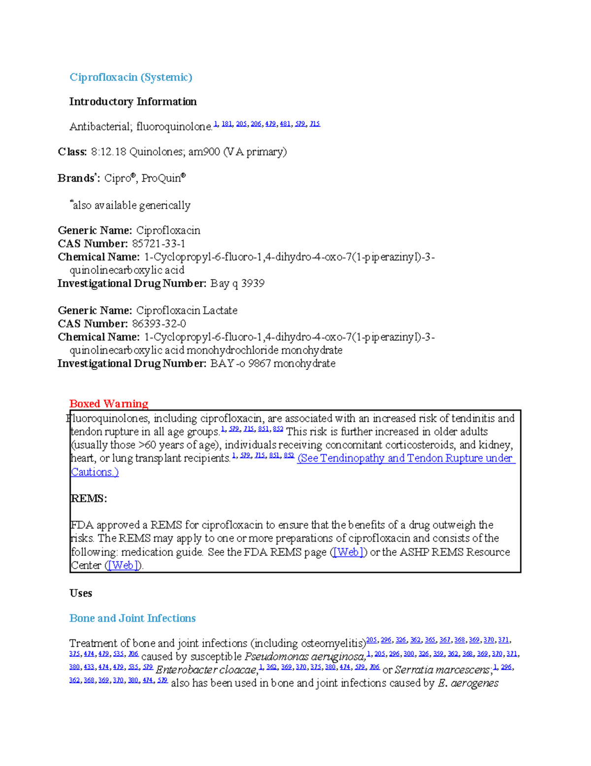 Ciprofloxacin (Systemic) Overview and Clinical Applications - Class 8: ...