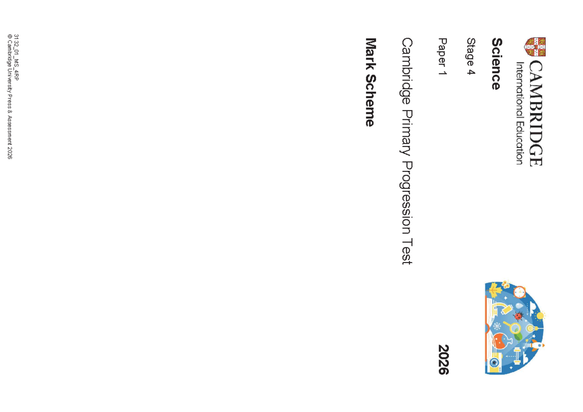 Stage 4 Science Progression Test Paper 1 Mark Scheme 2026 - Studocu