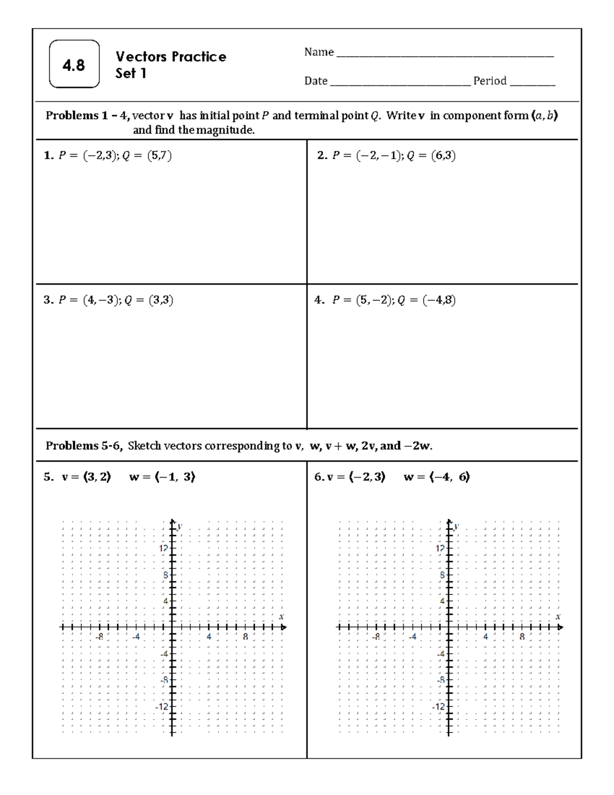Precalculus Vectors Practice Set 4: Problems & Solutions - Studocu