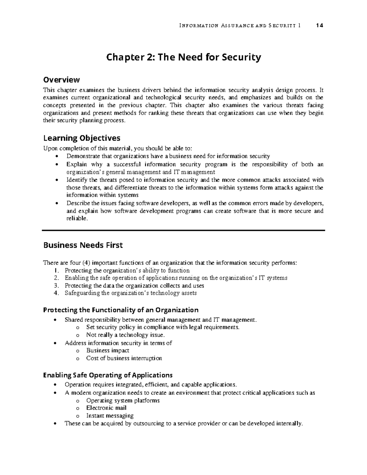 Chapter 2 - Understanding Organizational Security Needs and Threats ...