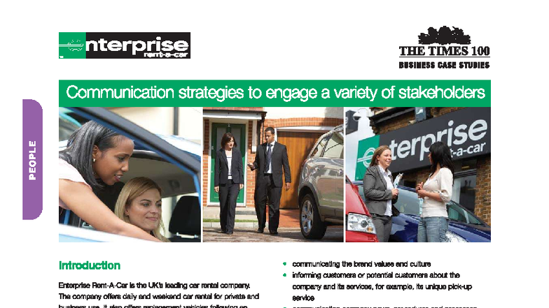 Enterprise Case Study: Communication Strategies for Stakeholder ...