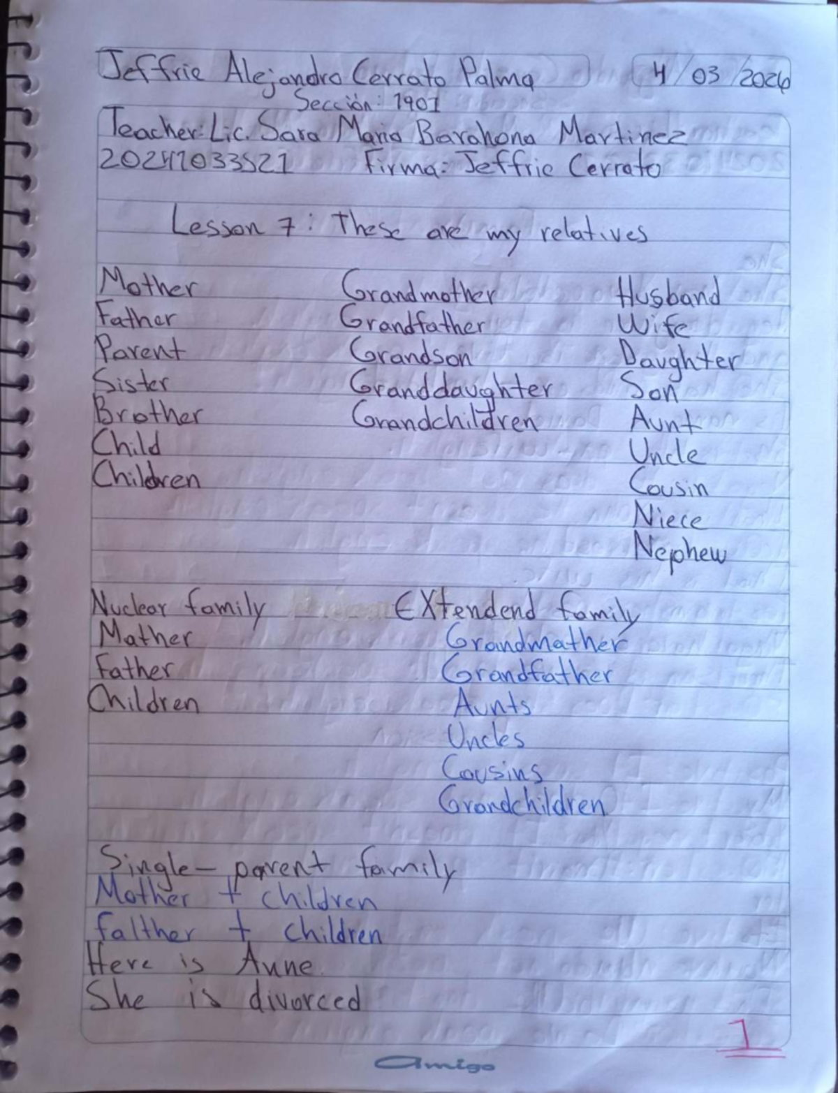 Cerrato Jeffrie U2T3a26 Lesson 7: Family and Simple Present Tense - Studocu