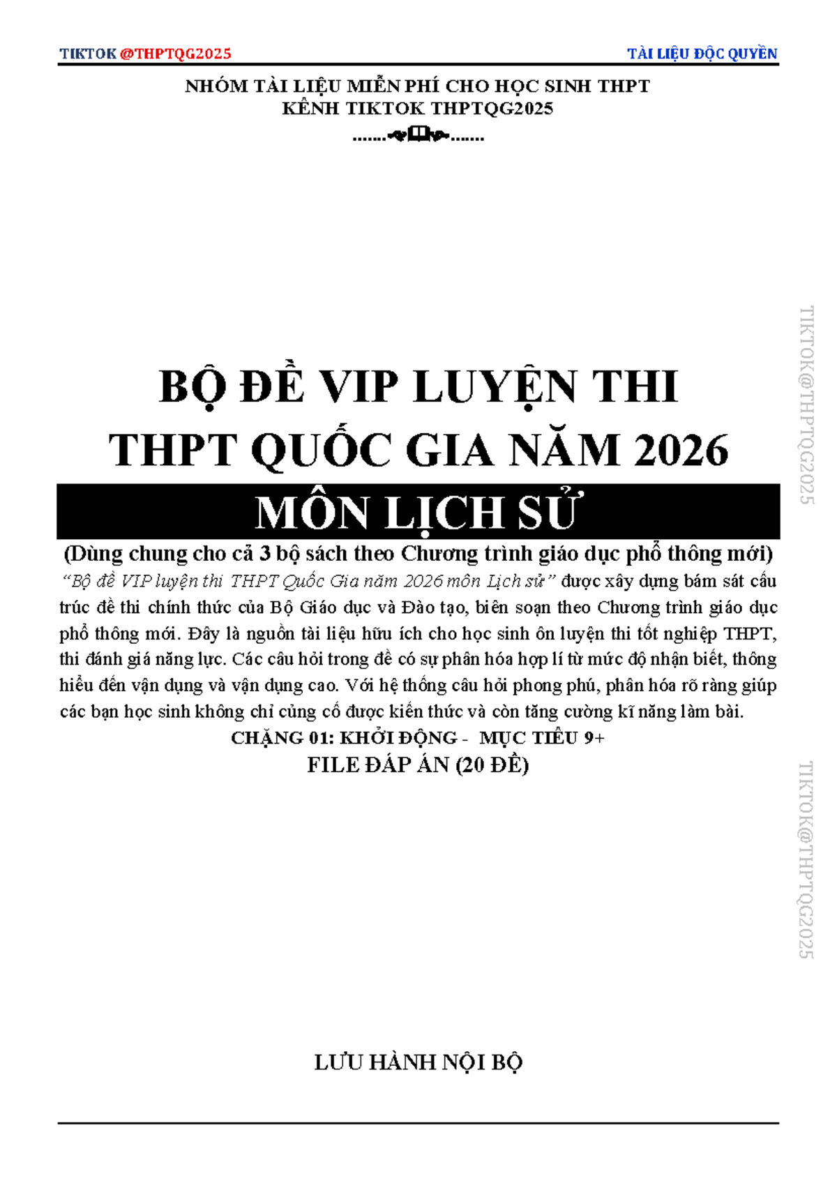 [2026 GV] ĐỀ VIP LUYỆN THI THPT QUỐC GIA MÔN LỊCH SỬ NĂM 2026 TikTok ...