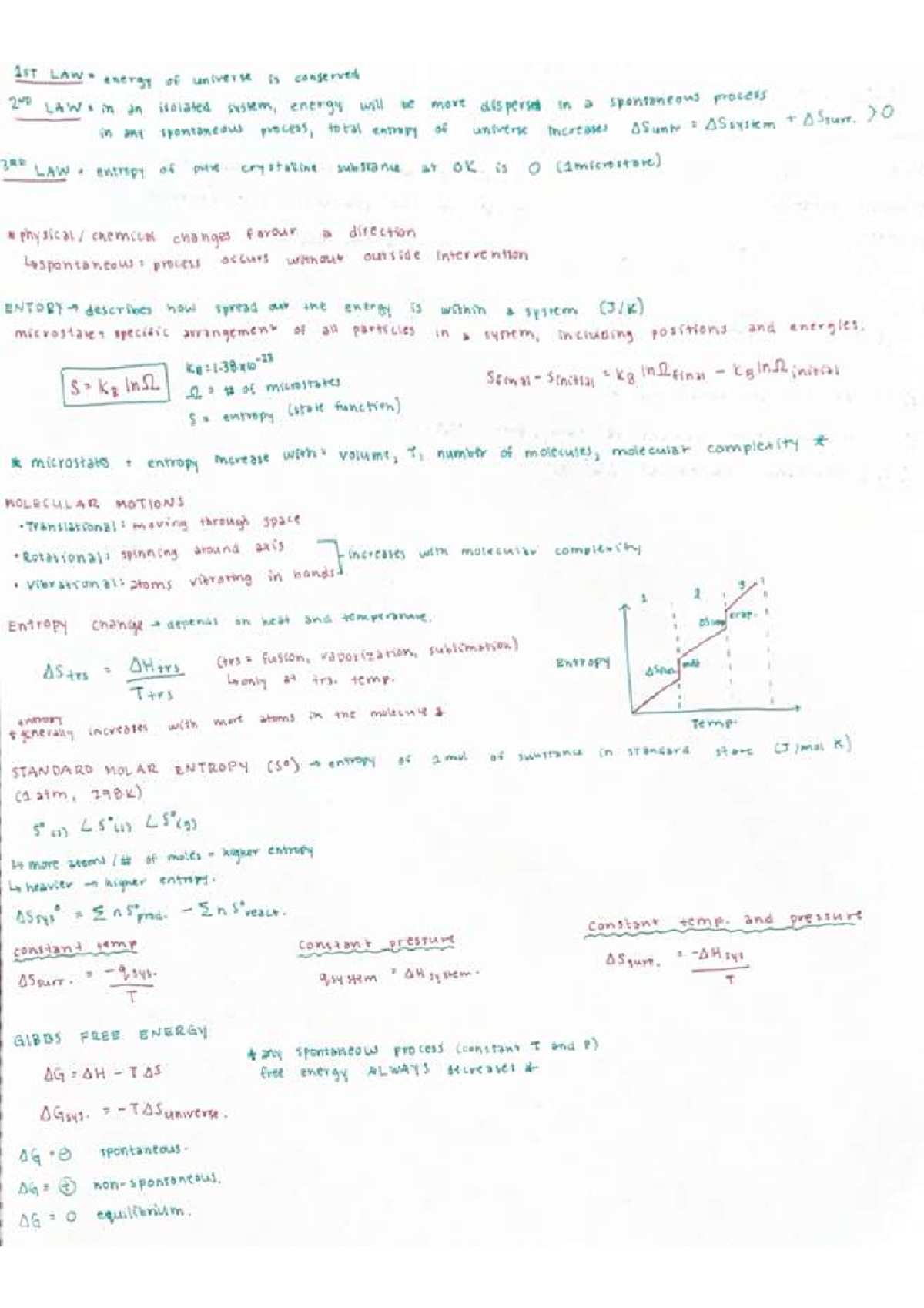 Chem 3 - Chemistry Notes on Entropy and Thermodynamics - Studocu