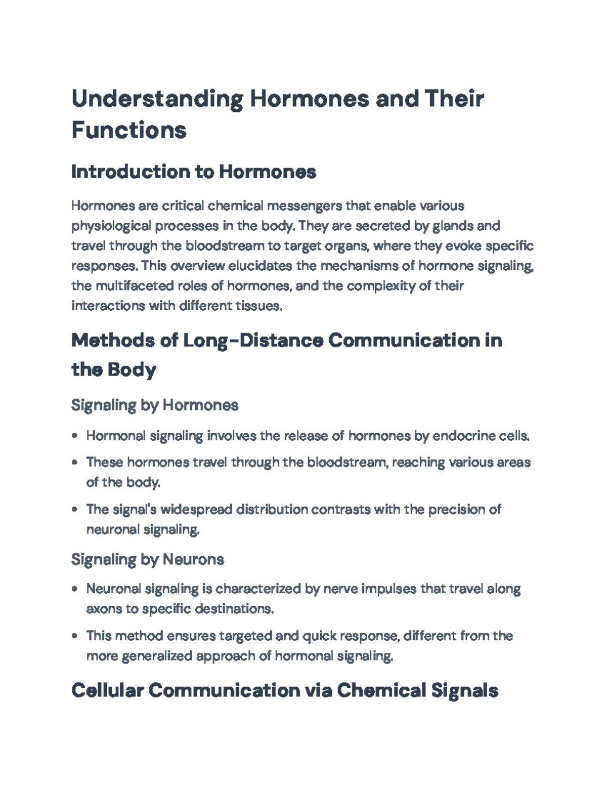 Hormonal Signaling and Functions: A Comprehensive Overview ...