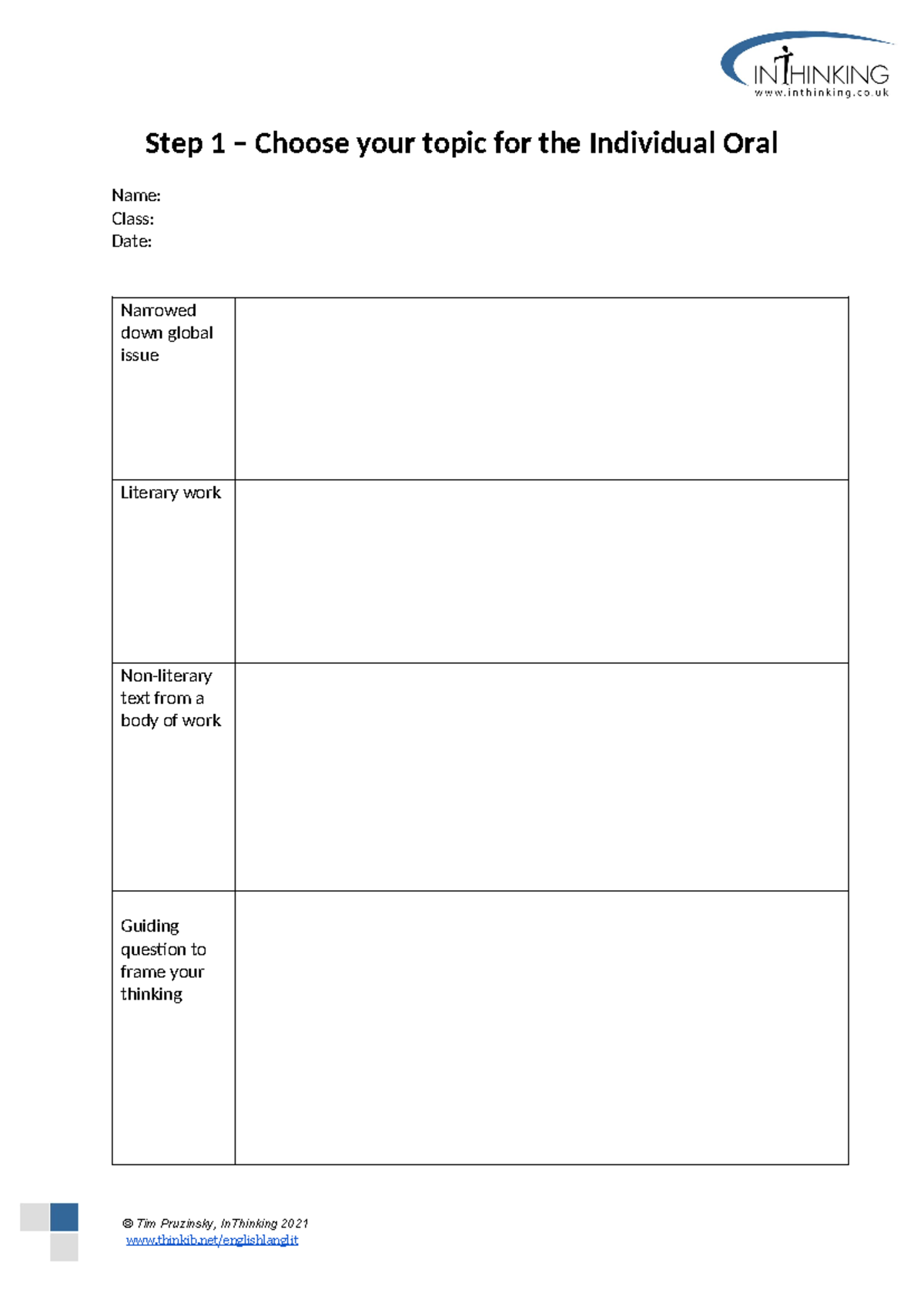Step 1 choose your topic for the individual oral - English A: Language ...
