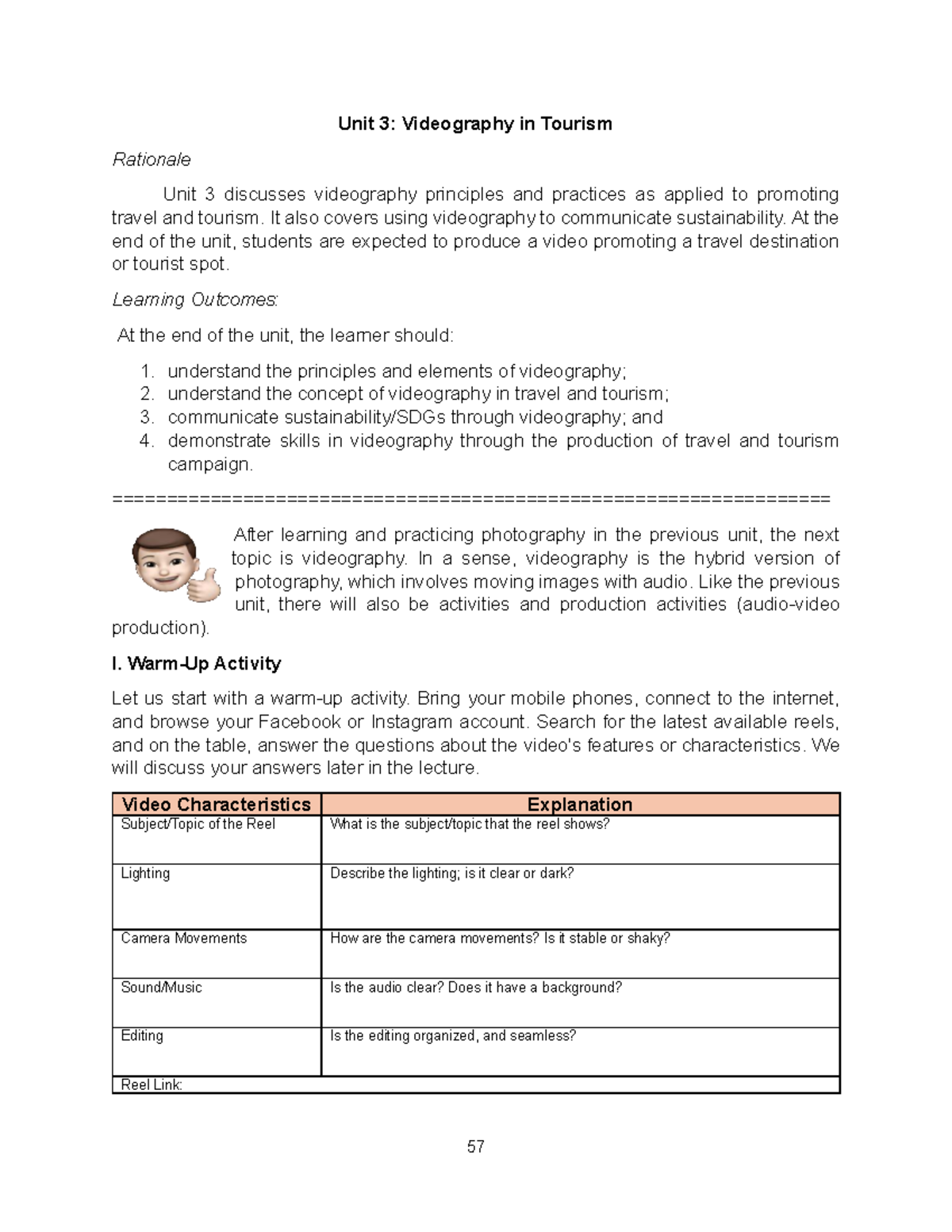 Unit 3: Videography Principles for Promoting Sustainable Tourism - Studocu