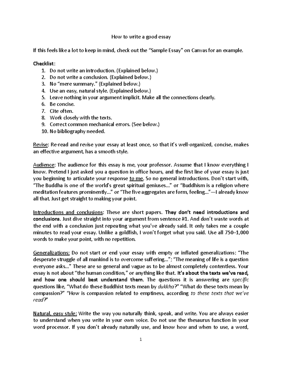 Guidelines for Writing an Effective Essay (ENG101) - Studocu