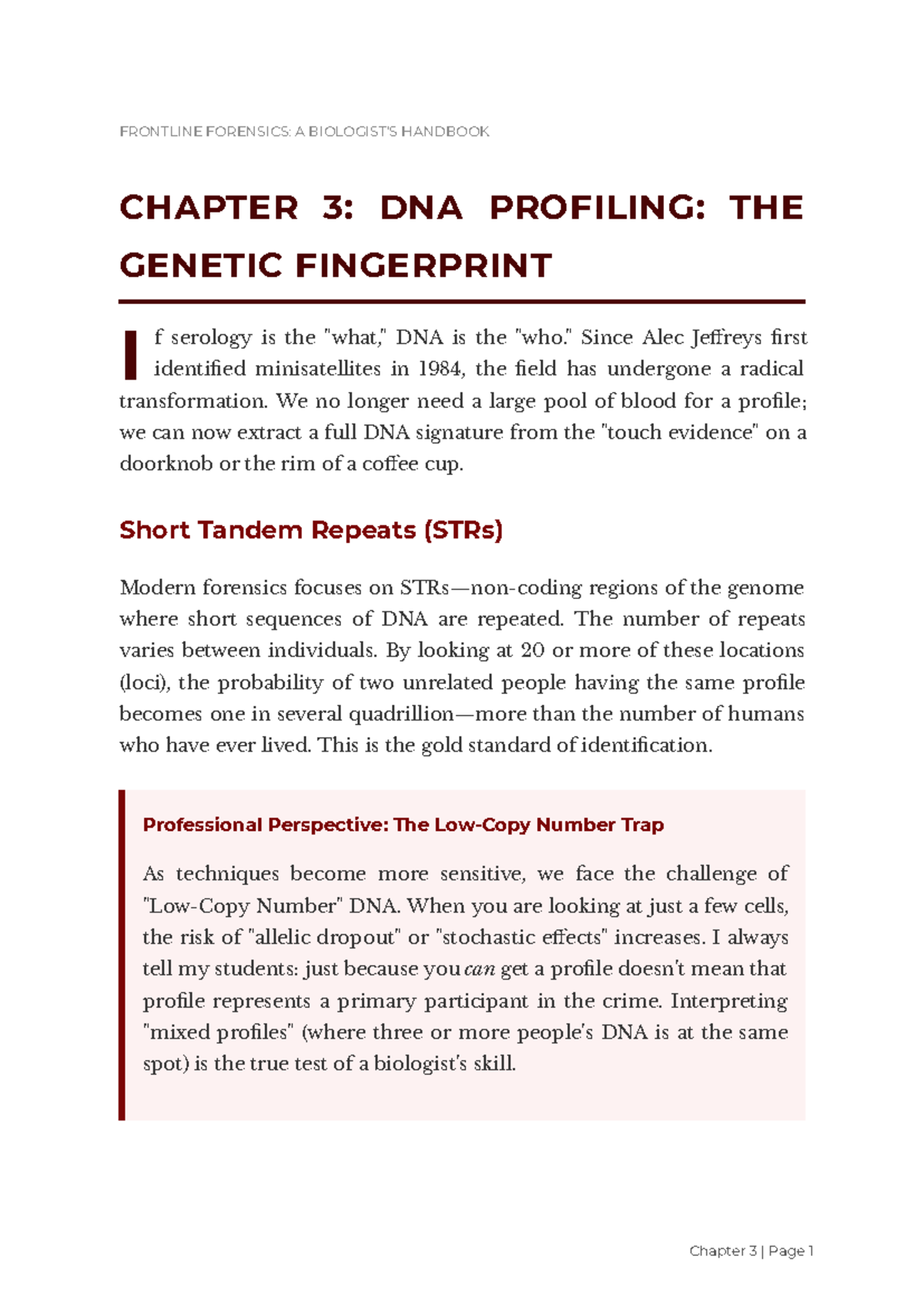 F4RMBsf Ckx: Chapter 3 - DNA Profiling & Genetic Fingerprinting - Studocu