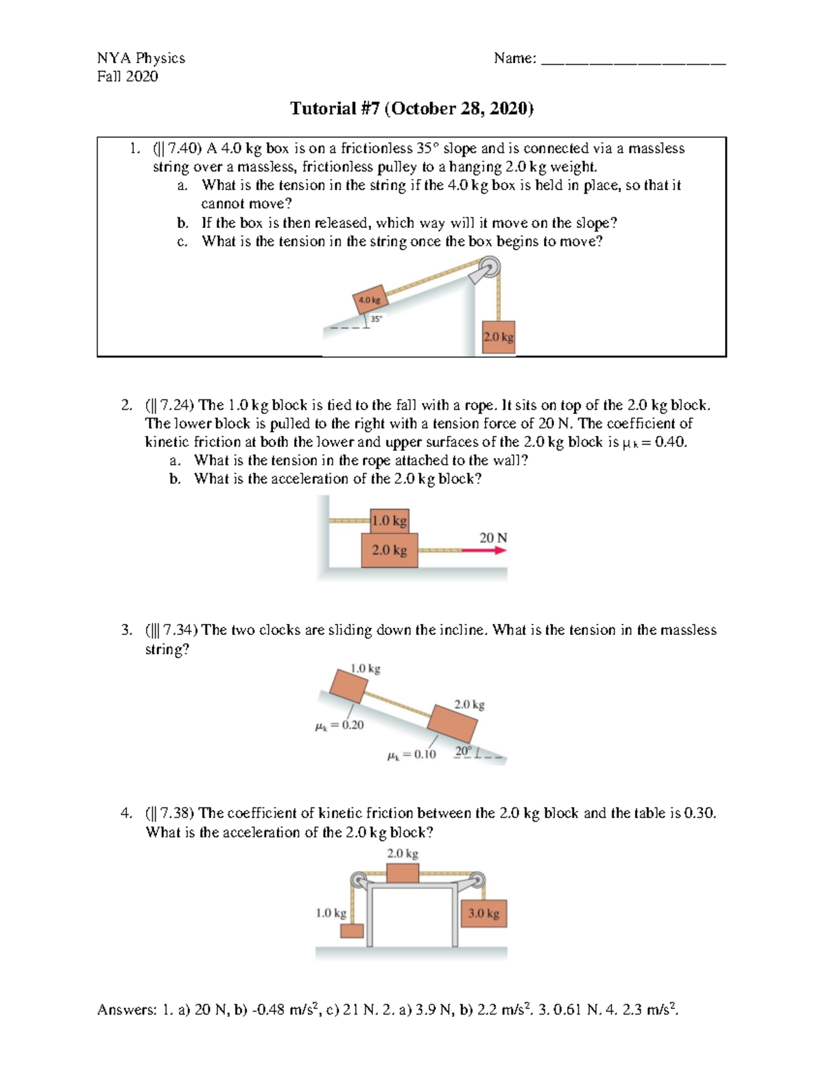 Tutorial 7: Interacting Objects & Examples of Problems in Physics - Studocu