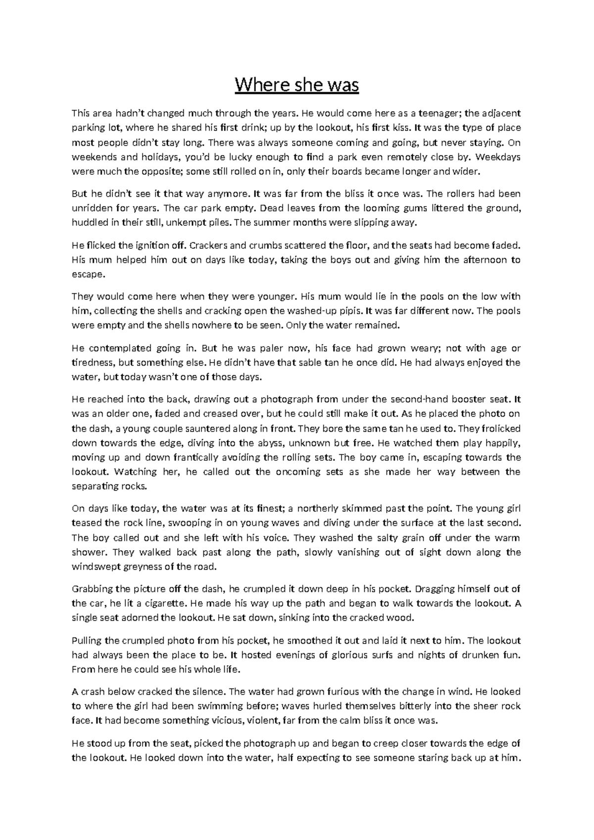 IA3 English Short Story: Reflections on Change and Memory - Studocu