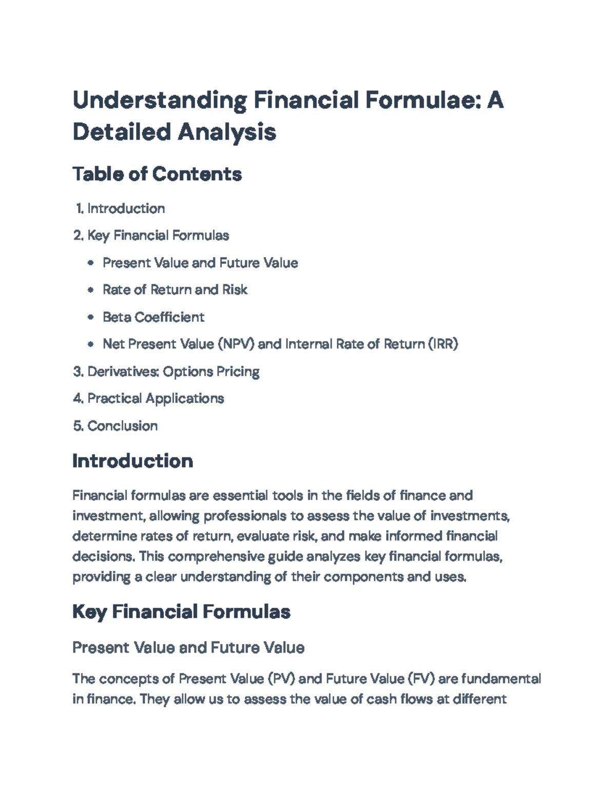 Key Financial Formulas: A Comprehensive Guide for Investment Analysis ...