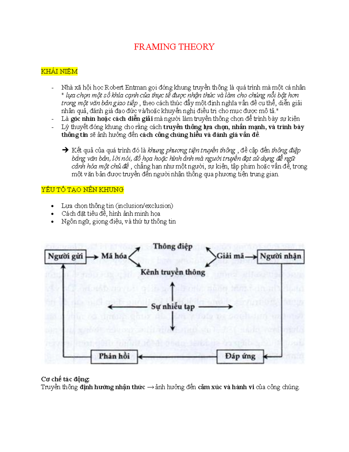 FRAMING THEORY - ÔN TẬP VỀ LÝ THUYẾT ĐÓNG KHUNG - Studocu
