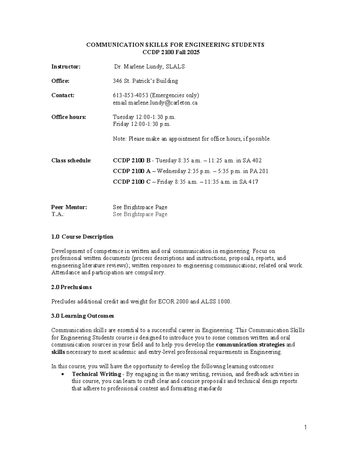 CCDP 2100 Communication Skills for Engineering Students - Fall 2025 ...