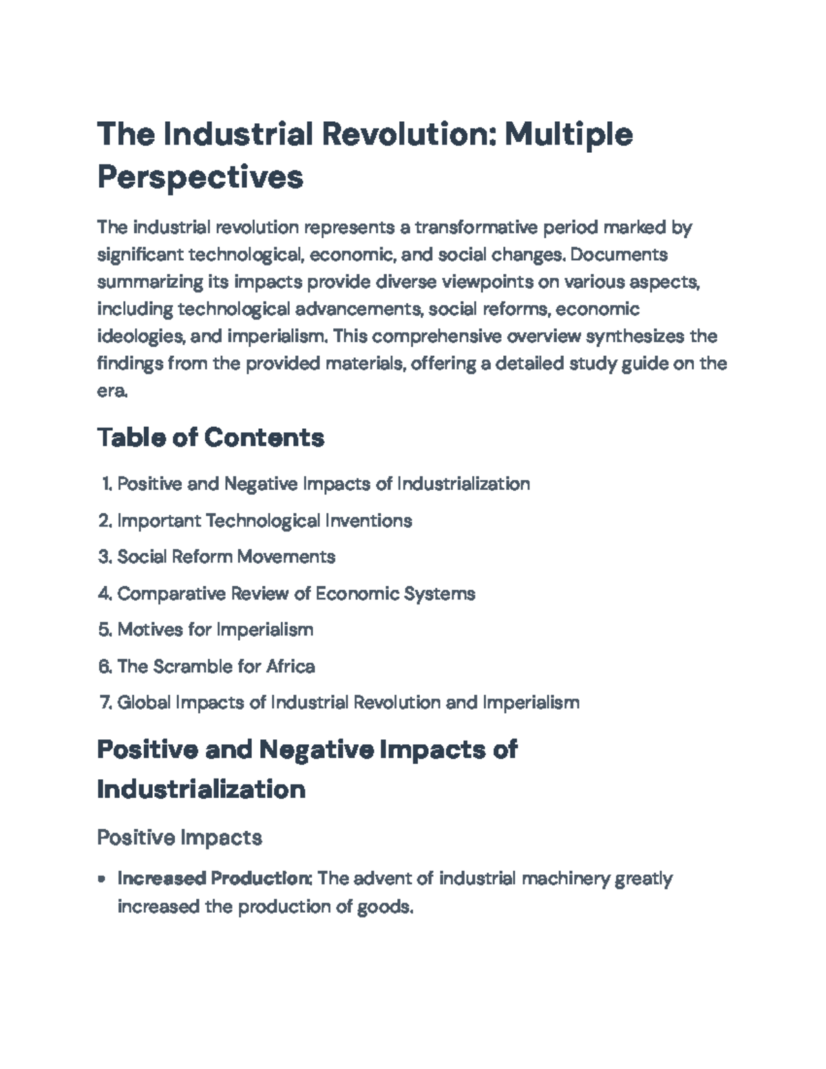 Comprehensive Study Guide: Industrial Revolution & Imperialism ...
