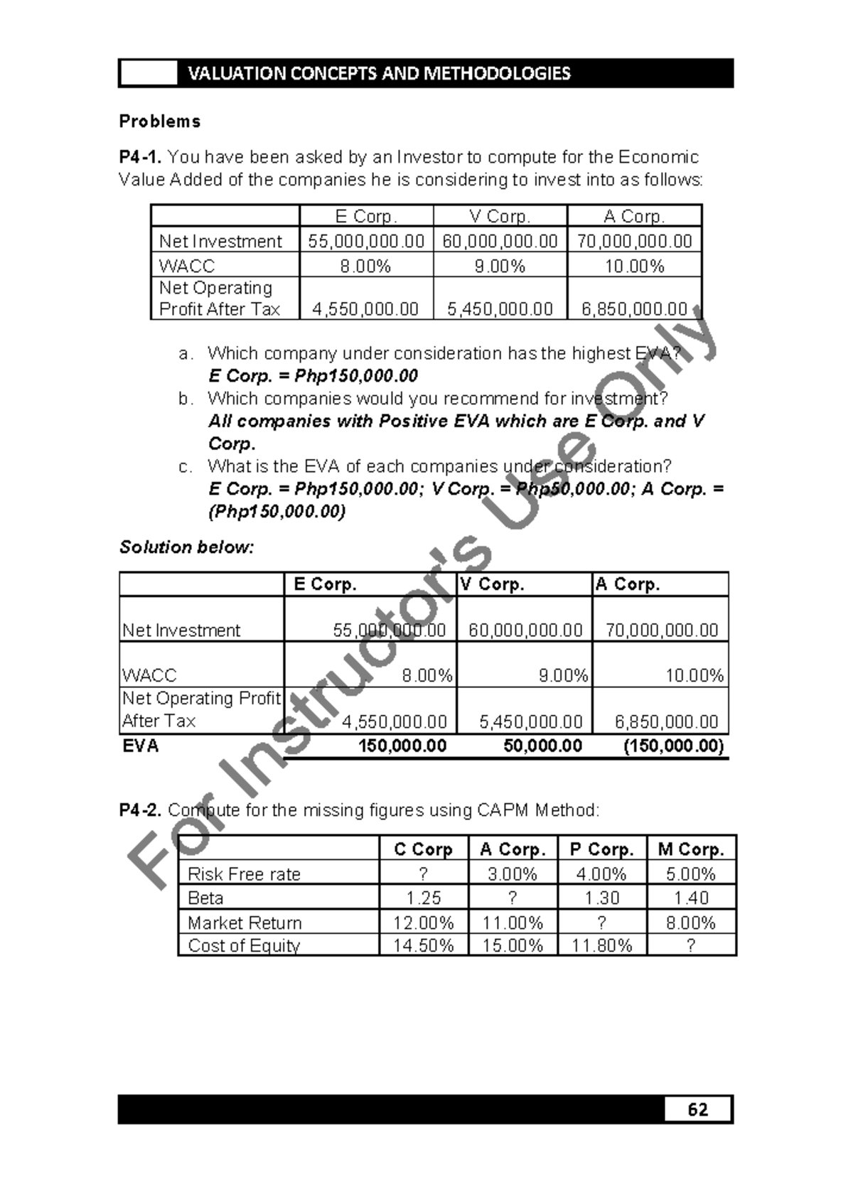 Econ Valuation C4 Problems & Answer Key - Studocu