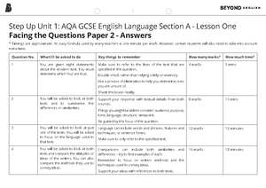 Step Up Unit 1: AQA GCSE English Language L1 Paper 1 Q&A Guide - Studocu