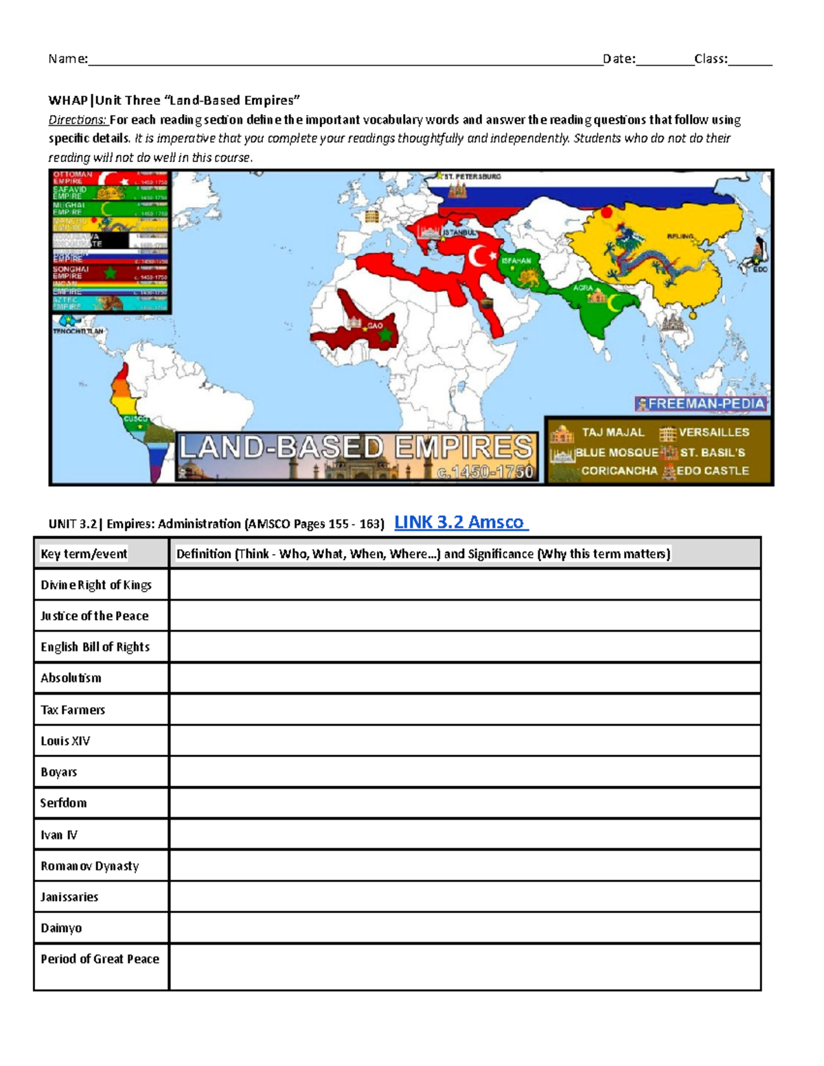 3.2 WHAP Amsco Reading Guide: Land-Based Empires Analysis - Studocu