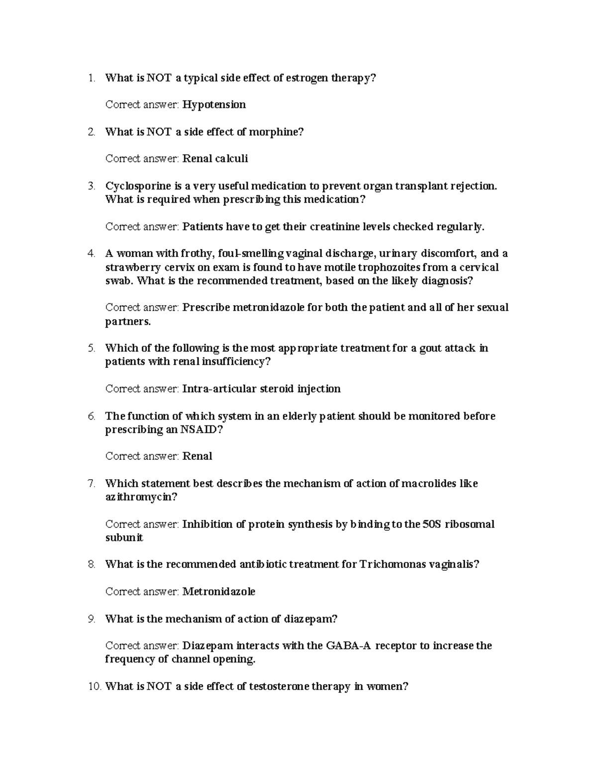 What is NOT a typical side effect of estrogen therapy - 1. What is NOT ...