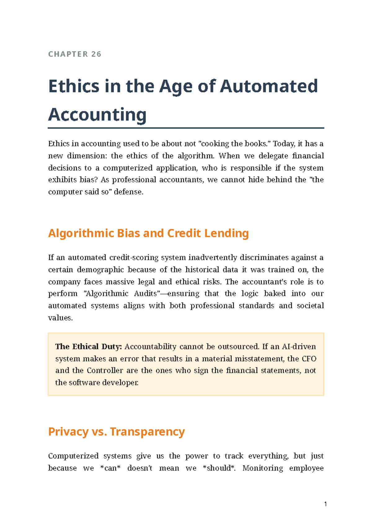 CHAPTER 26: Ethics in Automated Accounting Systems - Studocu