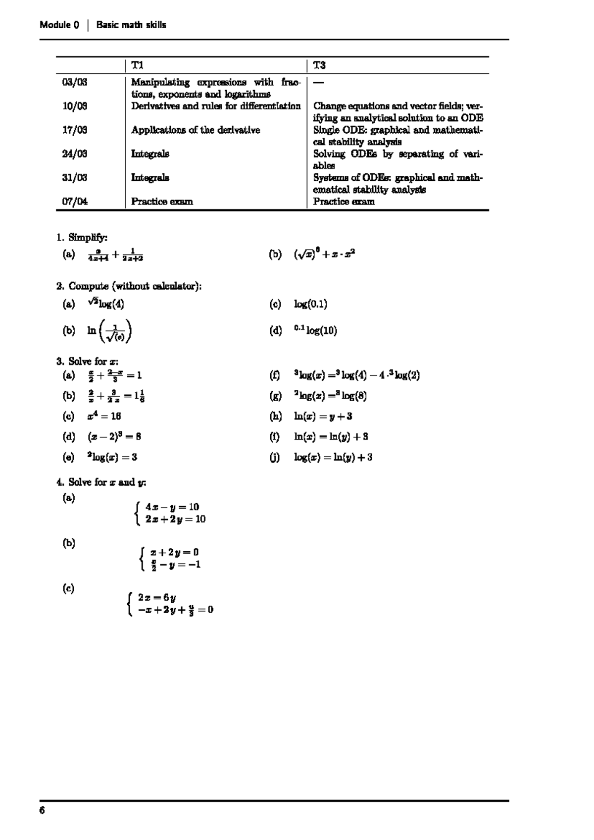 Resit Prep Handout 1: Extra Practice for Module 0 Math Skills - Studeersnel