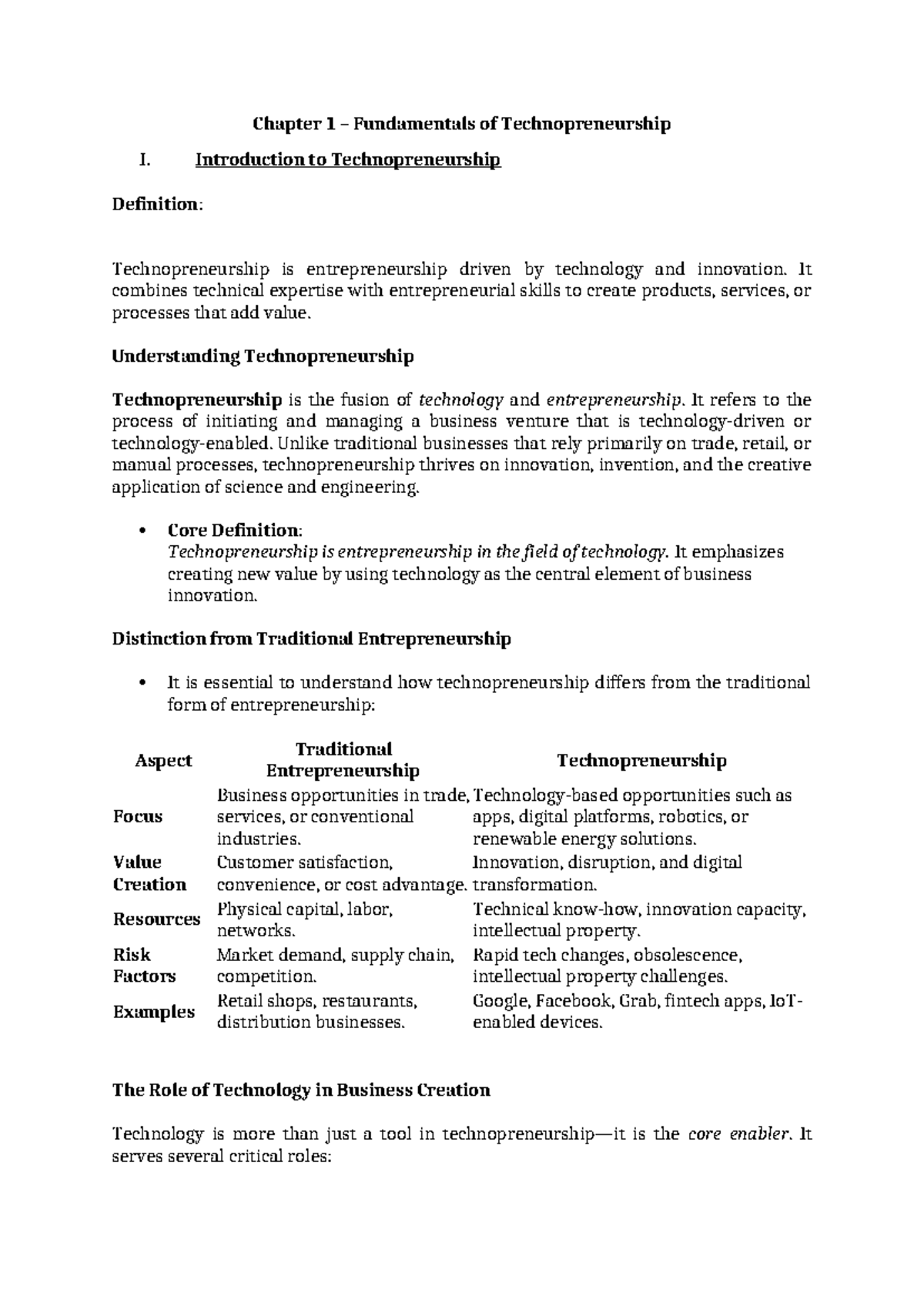 Chapter 1: Introduction to Technopreneurship & Mindset (Course Code ...